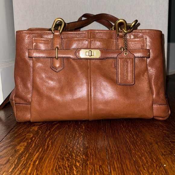 Coach | Bags | Coach Brown Leather Satchel With Multiple Compartments ...